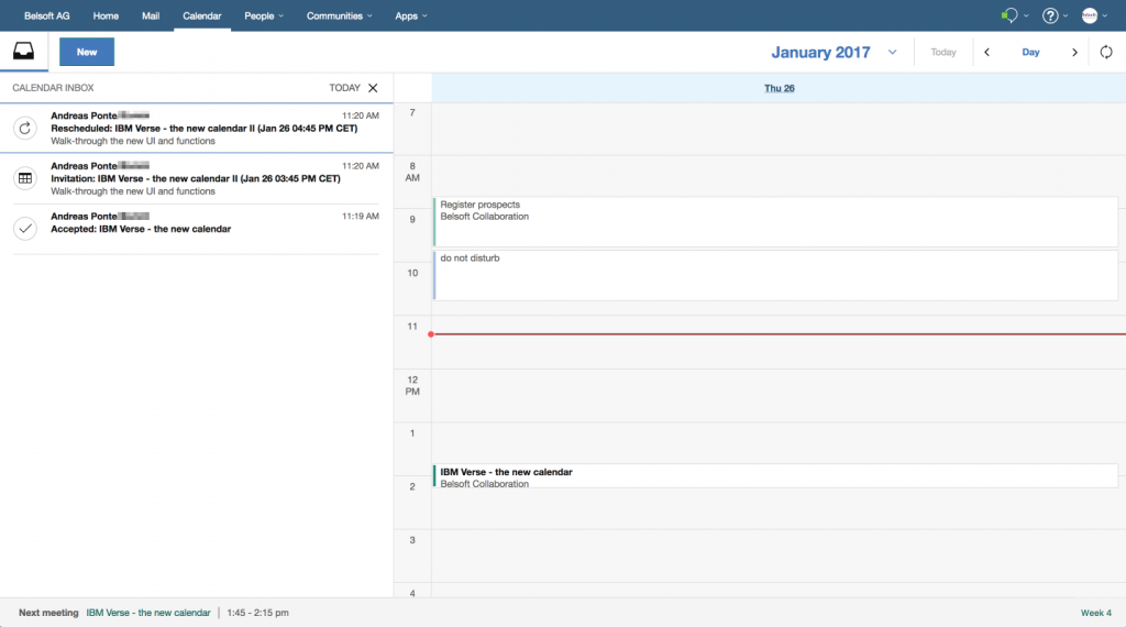 IBM Verse Calendar Inbox Example 3 – writing about